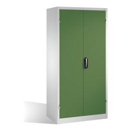 C+P Werkzeugschrank mit Dreht&uuml;ren, 3 B&ouml;den und 3 Sch&uuml;be, H1950xB930xT600mm Front Resedagr&uuml;n Korpus Lichtgrau ; C + P M&ouml;belsysteme (8922-5030|S10118)
