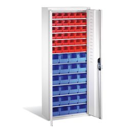 C+P Magazinschrank mit 60 Sichtlagerkästen, H1690xB700xT300mm Front Lichtgrau Korpus Lichtgrau ; C + P Möbelsysteme (133413-23|S10047)