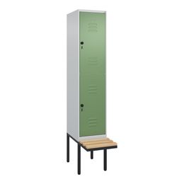 C+P Doppelstock-Spind Classic PLUS, Bank, 1 Abteil, 2120x400x815mm, 7035/6011 Verschluss Sicherheits-Drehriegel Sitzbanktyp auskragend Material Sitzfl (0803407-12|S10006)