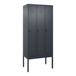 C+P Spind Classic PLUS, Gestell, 3 Abteile, 2120x900x500mm, 7016/7016 Verschluss Sicherheits-Drehriegel 3 Garderobenhaken ; C + P M&ouml;belsysteme (0800307-30|S10012)