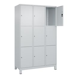 C+P Schlie&szlig;fachschrank Classic PLUS, F&uuml;&szlig;e, 3 Abteile, 1950x1200x500mm, 7035/7035 Innenh&ouml;he Gefach oben (oberes 599 mm Front RAL 7035 Lichtgrau ; C + P (080010-323|S10009)