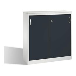 C+P Akten-Sideboard Acurado mit Schiebet&uuml;ren, 3 Ordnerh&ouml;hen, H1200xB1200xT400mm Front Schwarzgrau Korpus Lichtgrau ; C + P M&ouml;belsysteme (2047-1200|S10100)