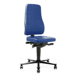 bimos Arbeitsstuhl All-In-One Highline mit Rollen und Kunstleder blau Sitzhöhe 450-600 mm (9643-6902)