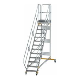 MUNK Aluminium-Plattformtreppe fahrbar 45° 13 Stufen (600773)
