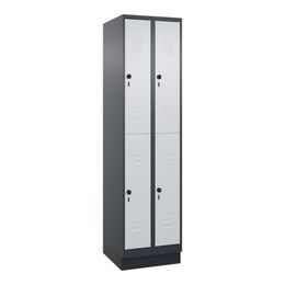 C+P Doppelstock-Spind Classic PLUS, Sockel, 2 Abteile, 1950x500x500mm, 7016/7035 Front RAL 7035 Lichtgrau ; C + P M&ouml;belsysteme (080320-29|S10013)