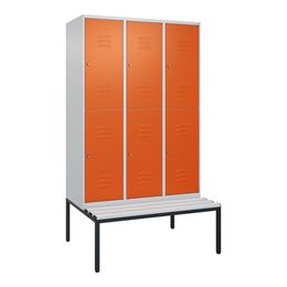 C+P Doppelstock-Spind Classic PLUS, Bank, 3 Abteile, 2120x1200x815mm, 7035/2004 Verschluss Zylinderschloss Sitzbanktyp untergebaut Material Sitzfläche (0803507-32|S10189)