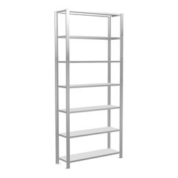 SCHULTE LAGERTECHNIK Schulte Grundregal B&uuml;ro-Steckregal MULTIplus85 2300 x 1000 x 300 mm 7 Fachb&ouml;den Kreuzstrebe RAL 7035 lichtgrau mit Anschlagleiste ; Schulte Lagertechn (36013)