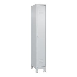 C+P Spind Classic PLUS, F&uuml;&szlig;e, 1 Abteil, 1950x300x500mm, 7035/7035 Verschluss Zylinderschloss 3 Garderobenhaken ; C + P M&ouml;belsysteme (080010-10|S10024)