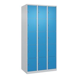 C+P Schlie&szlig;fachschrank Classic PLUS, 3 Abteile, 1850x900x500mm, 7035/5012 Innenh&ouml;he Gefach oben (oberes 365 mm Front RAL 5012 Lichtblau ; C + P M&ouml;bels (080000-305|S10004)