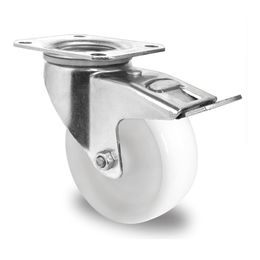 CASCOO Lenkrolle mit Totalfeststeller ø 100 mm Serie N0N0 Gleitlager (TBP25W0100N0N0P0N)