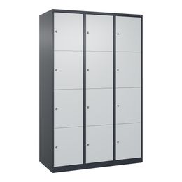 C+P Schlie&szlig;fachschrank Classic PLUS, 3 Abteile, 1850x1200x500mm, 7016/7035 Innenh&ouml;he Gefach oben (oberes 453 mm Front RAL 7035 Lichtgrau ; C + P M&ouml;bel (080000-324|S10011)