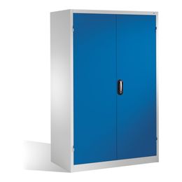 C+P Schwerlast-Werkzeugschrank XXL mit Dreht&uuml;ren, innen 4 B&ouml;den, H1950xB1200xT800mm Front Enzianblau Korpus Lichtgrau ; C + P M&ouml;belsysteme (8934-052|S10105)