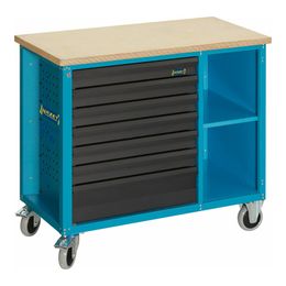 Hazet Fahrbare Werkbank 177W-7 Schubladen flach: 6 x 80 x 527 x 348 mm Schubladen hoch: 1 x 165 x 527 x 348 mm)