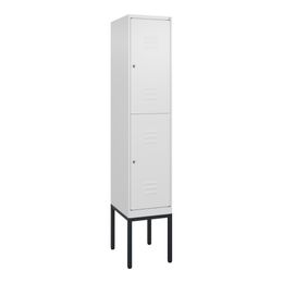 C+P Doppelstock-Spind Classic PLUS, Gestell, 1 Abteil, 2120x400x500mm, 9016/9016 Verschluss Zylinderschloss Front RAL 9016 Verkehrsweiß ; C + P Möbels (0803307-12|S10029)