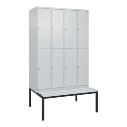 C+P Doppelstock-Spind Classic PLUS, Bank, 4 Abteile, 2120x1200x815mm, 7035/7035 Verschluss Zylinderschloss Sitzbanktyp untergebaut Material Sitzfl&auml;che (0803507-40|S10024)