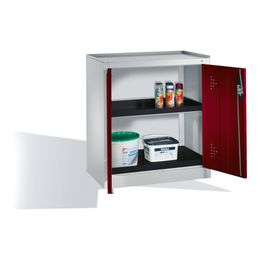 C+P Umwelt-Beistellschrank mit Dreht&uuml;ren, 2 Polyethylen-Wannen, H1020xB930xT500mm Front Rubinrot Korpus Lichtgrau ; C + P M&ouml;belsysteme (8821-316|S10075)