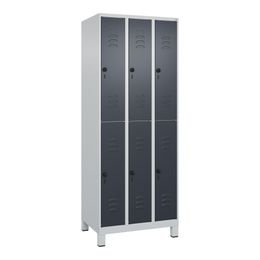 C+P Doppelstock-Spind Classic PLUS, F&uuml;&szlig;e, 3 Abteile, 1950x750x500mm, 7035/7016 ; C + P M&ouml;belsysteme (080310-39|S10008)