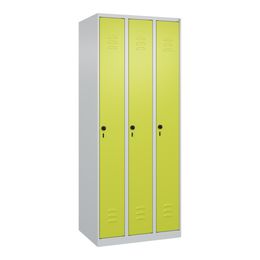 C+P Spind Classic PLUS, 3 Abteile, 1850x750x500mm, 7035/0024 Verschluss Sicherheits-Drehriegel 3 Garderobenhaken ; C + P M&ouml;belsysteme (080000-39|S10009)