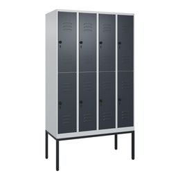 C+P Doppelstock-Spind Classic PLUS, Gestell, 4 Abteile, 2120x1200x500mm, 7035/70 Verschluss Sicherheits-Drehriegel Front RAL 7016 Anthrazitgrau ; C + (0803307-40|S10008)