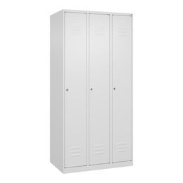 C+P Spind Classic PLUS, 3 Abteile, 1850x900x500mm, 9016/9016 Verschluss Zylinderschloss 3 Garderobenhaken ; C + P M&ouml;belsysteme (080000-30|S10016)