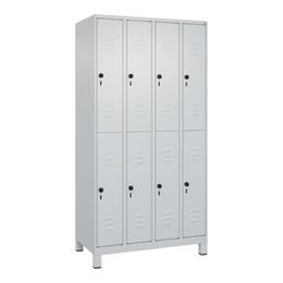 C+P Doppelstock-Spind Classic PLUS, F&uuml;&szlig;e, 4 Abteile, 1950x1000x500mm, 7035/7035 ; C + P M&ouml;belsysteme (080310-49|S10009)