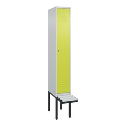 C+P Spind Classic PLUS, Bank, 1 Abteil, 2120x300x815mm, 7035/0024 Verschluss Zylinderschloss 4 Garderobenhaken Trennwand mittig Dekor Banklatten RAL 7 (0800407-10F|S10025)