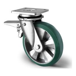 CASCOO Lenkrolle mit Totalfeststeller im Vorlauf ø 125 mm Serie BAX7 Doppelkugellager (CHP5MW0125BAX7D0N)