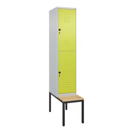 C+P Doppelstock-Spind Classic PLUS, Bank, 1 Abteil, 2120x400x815mm, 7035/0024 Verschluss Sicherheits-Drehriegel Sitzbanktyp untergebaut Material Sitzf (0803507-12|S10010)