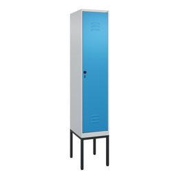 C+P Spind Classic PLUS, Gestell, 1 Abteil, 2120x400x500mm, 7035/5012 Verschluss Sicherheits-Drehriegel 4 Garderobenhaken Trennwand mittig ; C + P M&ouml;be (0800307-12F|S10004)