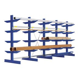 Bito Kragarmregal Set / NT400 IPE140 TypS H2500xL4316xT940 mm 5 St&auml;nder, doppelseitig enzianblau (17987)