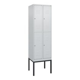 C+P Doppelstock-Spind Classic PLUS, Gestell, 2 Abteile, 2120x600x500mm, 7035/703 Verschluss Zylinderschloss Front RAL 7035 Lichtgrau ; C + P M&ouml;belsyst (0803307-20|S10024)