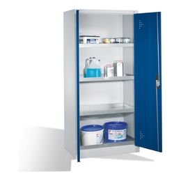 C+P Umweltschrank mit Drehtüren, 4 Wannenböden, H1950xB930xT500mm Front Enzianblau Korpus Lichtgrau ; C + P Möbelsysteme (8921-315|S10326)