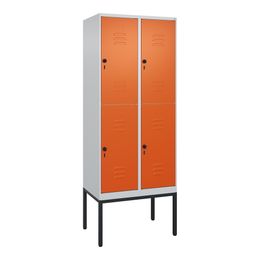 C+P Doppelstock-Spind Classic PLUS, Gestell, 2 Abteile, 2120x800x500mm, 7035/200 Verschluss Sicherheits-Drehriegel Front RAL 2004 Reinorange ; C + P M (0803307-22|S10060)