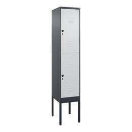 C+P Doppelstock-Spind Classic PLUS, Gestell, 1 Abteil, 2120x400x500mm, 7016/7035 Verschluss Sicherheits-Drehriegel Front RAL 7035 Lichtgrau ; C + P M&ouml; (0803307-12|S10013)