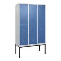 C+P Doppelstock-Spind Classic PLUS, Gestell, 3 Abteile, 2120x1200x500mm, 7035/50 Verschluss Zylinderschloss Front RAL 5023 Fernblau ; C + P M&ouml;belsyste (0803307-32|S10020)