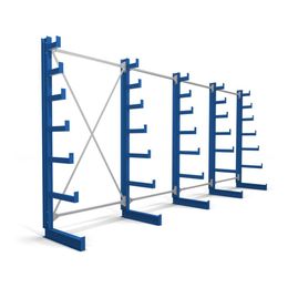 STIER Kragarmregal einseitig 4 Felder mit 6 absteigenden Ebenen 5200x2000x500mm enzianblau (905262)