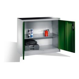 C+P Werkzeug-Beistellschrank mit Dreht&uuml;ren, innen 1 Boden, H1000xB1200xT400mm Front Resedagr&uuml;n Korpus Lichtgrau ; C + P M&ouml;belsysteme (8830-000|S10264)