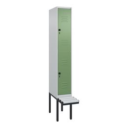 C+P Doppelstock-Spind Classic PLUS, Bank, 1 Abteil, 2120x300x815mm, 7035/6011 Verschluss Sicherheits-Drehriegel Sitzbanktyp auskragend Material Sitzfl (0803407-10|S10111)