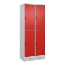 C+P Doppelstock-Spind Classic PLUS, Sockel, 2 Abteile, 1950x800x500mm, 7035/3020 Front RAL 3020 Verkehrsrot ; C + P M&ouml;belsysteme (080320-22|S10002)