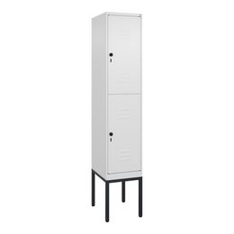 C+P Doppelstock-Spind Classic PLUS, Gestell, 1 Abteil, 2120x400x500mm, 9016/9016 Verschluss Sicherheits-Drehriegel Front RAL 9016 Verkehrswei&szlig; ; C + P (0803307-12|S10014)