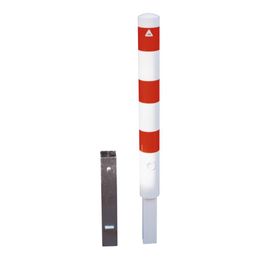 Schake Absperrpfosten Typ 40151FB, herausnehmbar, Ø 152mm + Dreikantverschluß, weiß / rot)
