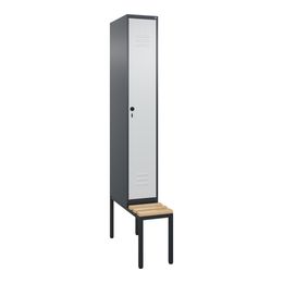 C+P Spind Classic PLUS, Bank, 1 Abteil, 2120x300x815mm, 7016/7035 Verschluss Sicherheits-Drehriegel 3 Garderobenhaken Sitzbanktyp untergebaut ; C + (0800507-10|S10015)