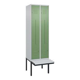 C+P Z-Spind Classic PLUS, Bank, 4 F&auml;cher, 2120x600x815mm, 7035/6011 Verschluss Zylinderschloss Sitzbanktyp auskragend Material Sitzfl&auml;che Kunststoff ; (0800437-204|S10051)
