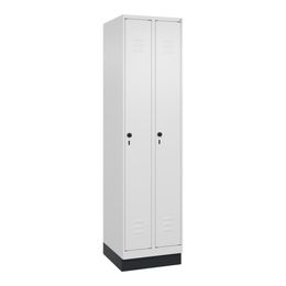 C+P Spind Classic PLUS, Sockel, 2 Abteile, 1950x500x500mm, 9016/9016 Verschluss Sicherheits-Drehriegel 3 Garderobenhaken ; C + P M&ouml;belsysteme (080020-29|S10014)