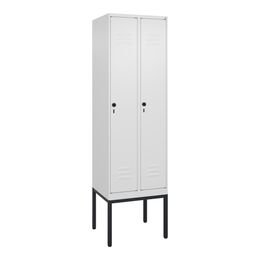 C+P Spind Classic PLUS, Gestell, 2 Abteile, 2120x600x500mm, 9016/9016 Verschluss Sicherheits-Drehriegel 4 Garderobenhaken Trennwand mittig ; C + P M&ouml;b (0800307-20F|S10014)