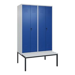 C+P PSA Doppel-Spind Classic PLUS, Bank, 4 Abteile, 2120x1200x815mm, 7035/5010 Verschluss Sicherheits-Drehriegel Sitzbanktyp untergebaut Material Sitz (0800527-40P|S10033)