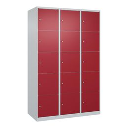 C+P Schlie&szlig;fachschrank Classic PLUS, 3 Abteile, 1850x1200x500mm, 7035/3003 Innenh&ouml;he Gefach oben (oberes 365 mm Front RAL 3003 Rubinrot ; C + P M&ouml;bels (080000-325|S10001)