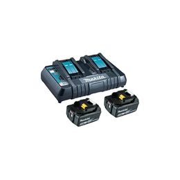 Makita 199482-2 Power Source Kit Li 18,0V 5Ah inkl. Doppelladegerät| für Akku-Geräte| mit Ladestandanzeige und MAKPAC Gr.3|)