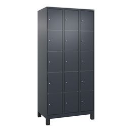 C+P Schlie&szlig;fachschrank Classic PLUS, F&uuml;&szlig;e, 3 Abteile, 1950x900x500mm, 7016/7016 Innenh&ouml;he Gefach oben (oberes 365 mm Front RAL 7016 Anthrazitgrau ; C (080010-305|S10015)