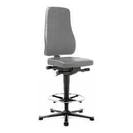 bimos Arbeitsstuhl All-In-One Highline mit Gleiter und Fußring und Kunstleder grau 570-830 mm (9641-6911)